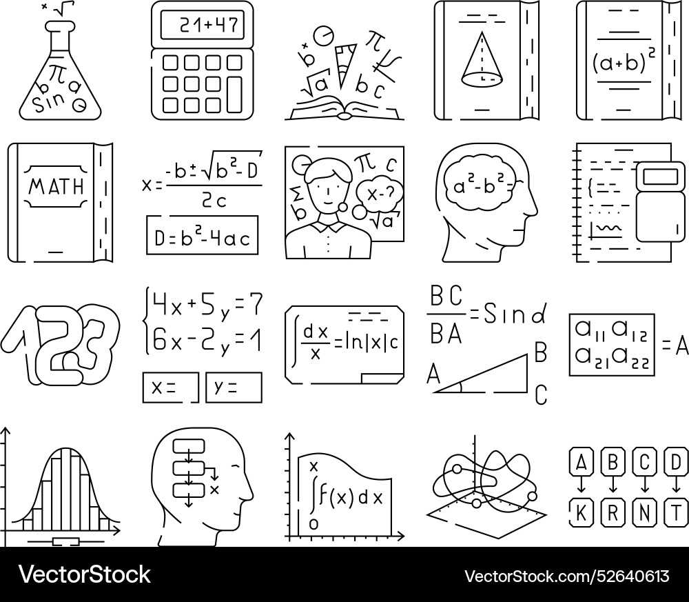 Math Science Education School Icons Set Royalty Free Vector 