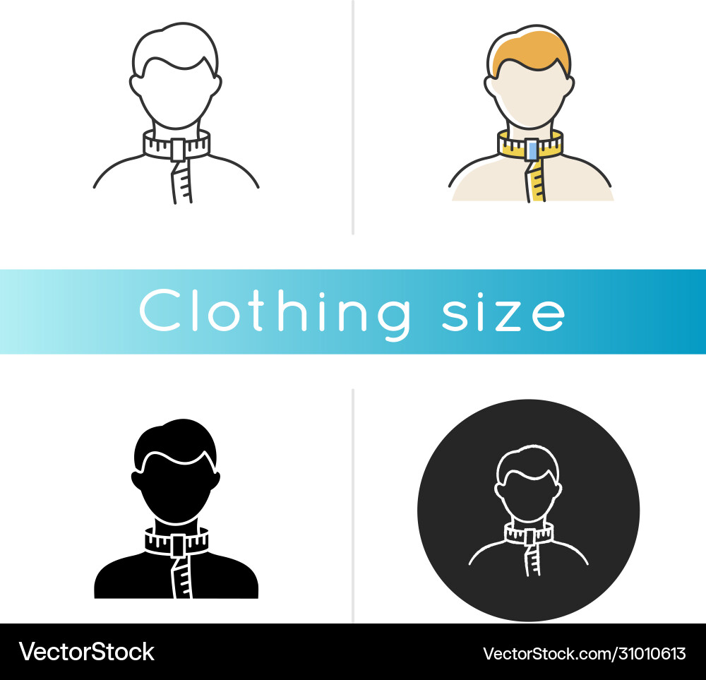 Neck circumference icon linear black and rgb Vector Image
