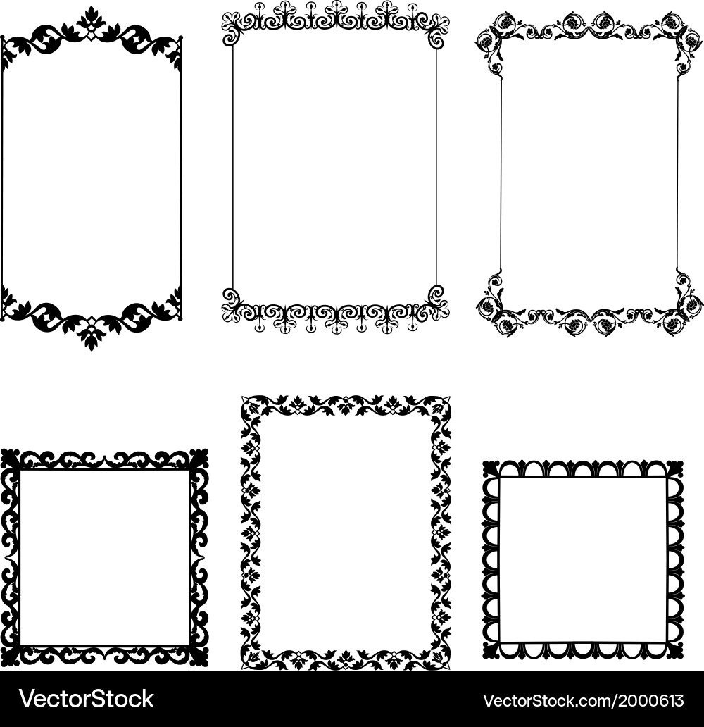 Ornate Black Frame Set Royalty Free Vector Image
