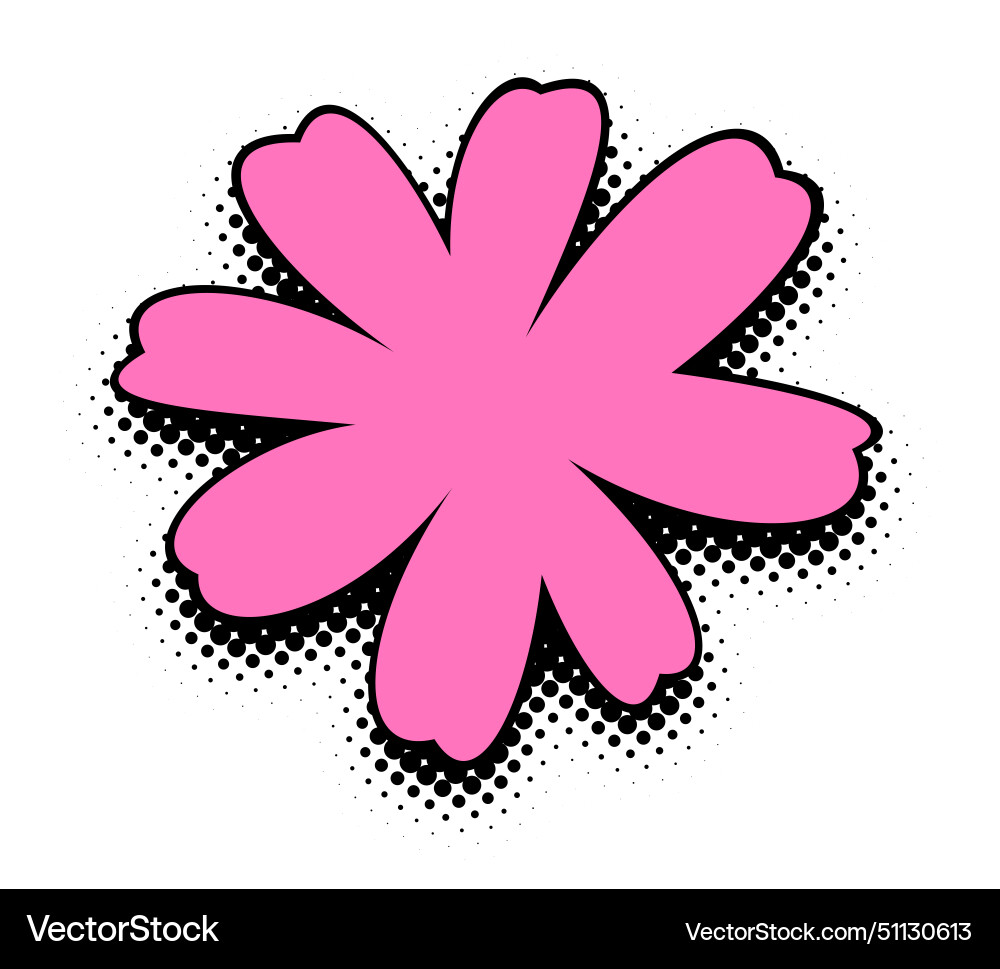 Pop art pink bloom on white Royalty Free Vector Image