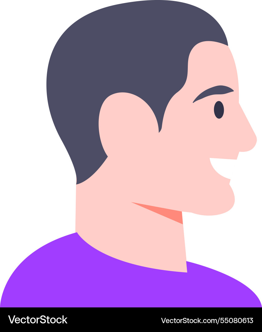 Profile view of a young man smiling featuring Vector Image