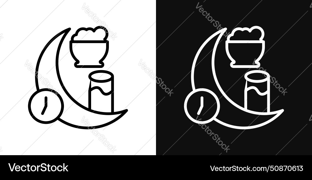 Ramadan iftar icon set after fasting meal date Vector Image