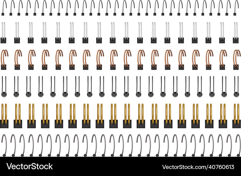 Realistic notebook spiral bindings metal ring Vector Image