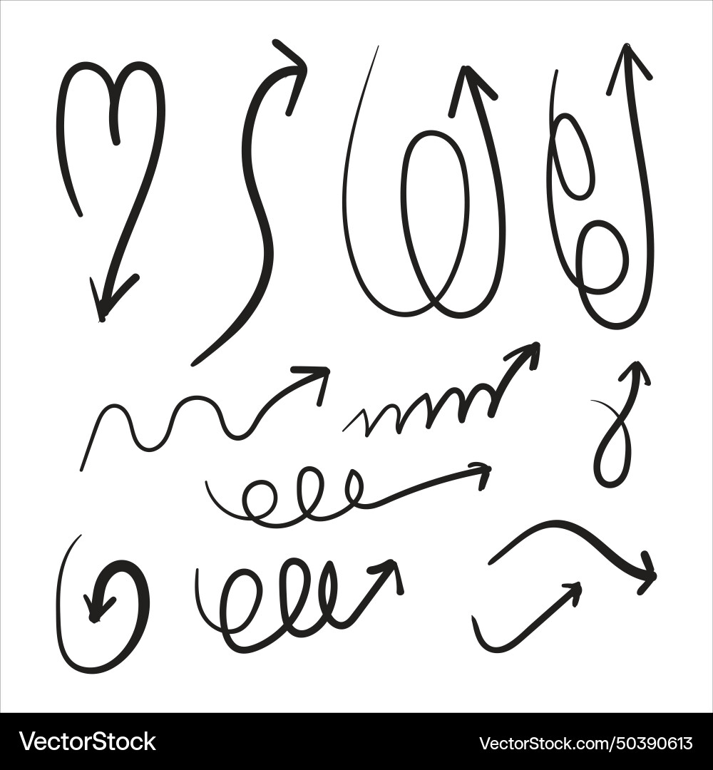 Set of hand drawn arrows collection han Royalty Free Vector