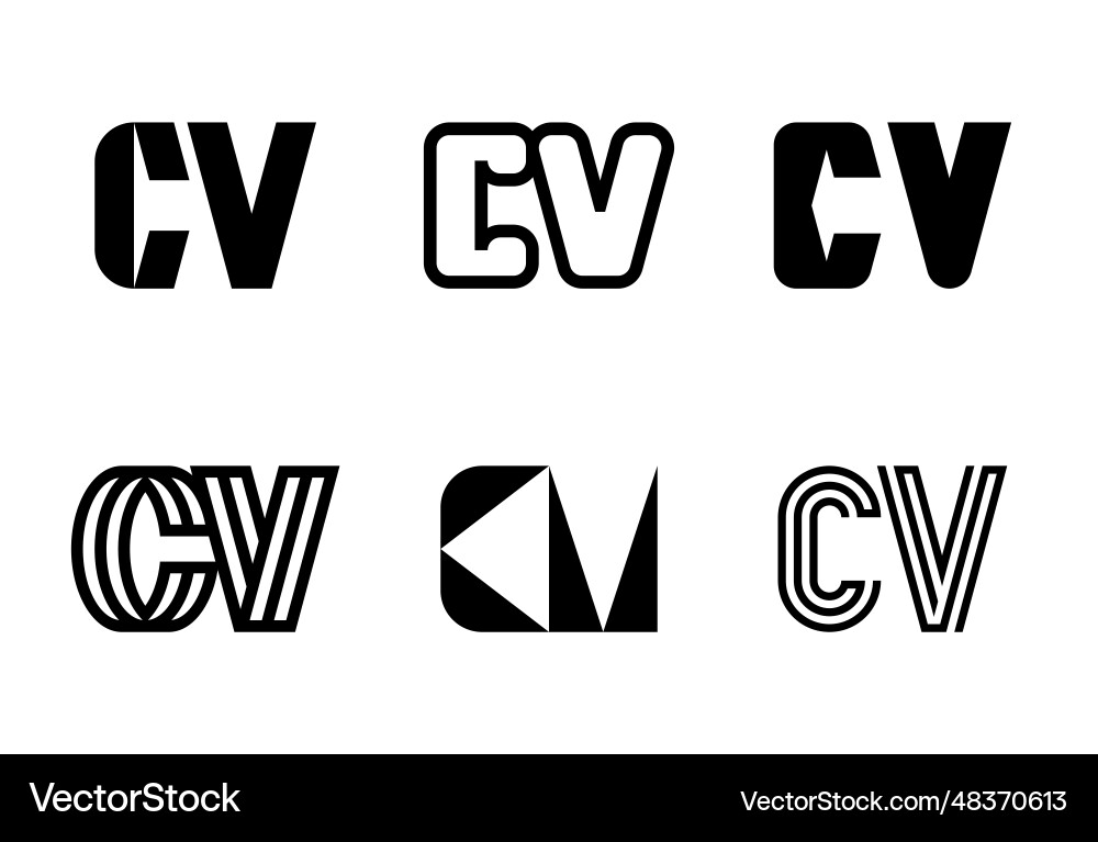Set of letter cv logos Royalty Free Vector Image