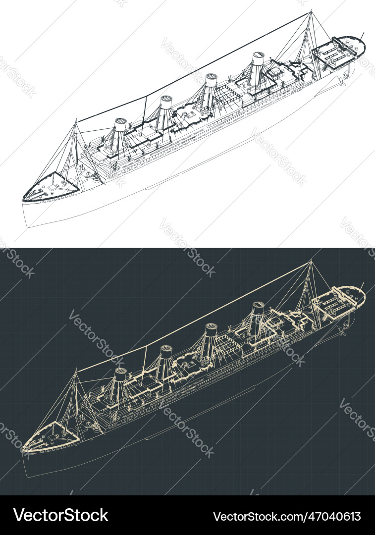 Titanic isometric blueprint Royalty Free Vector Image