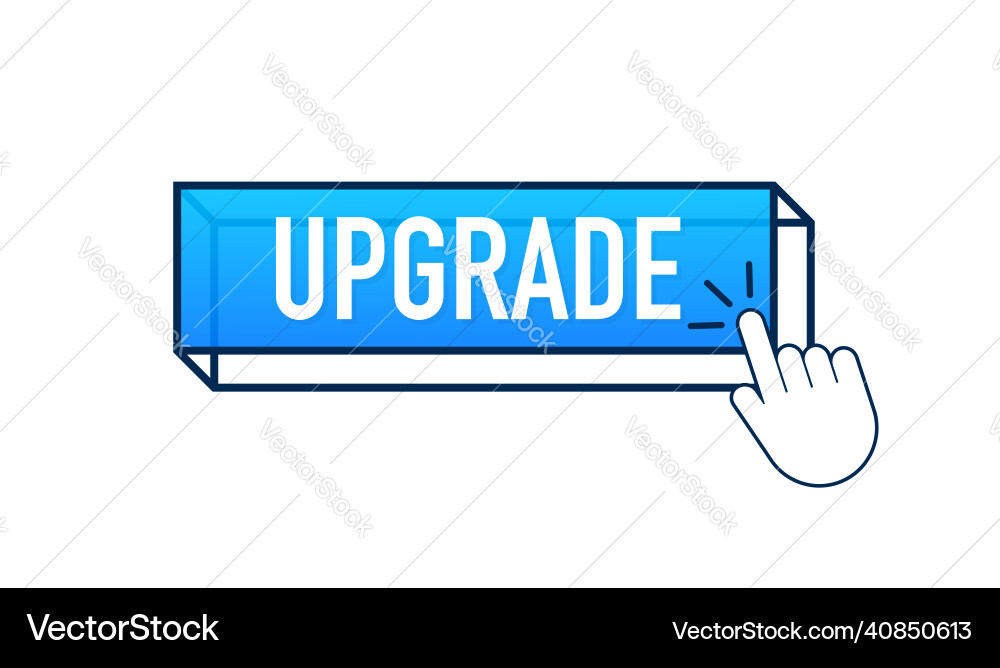 Upgrade flat blue button on white background Vector Image