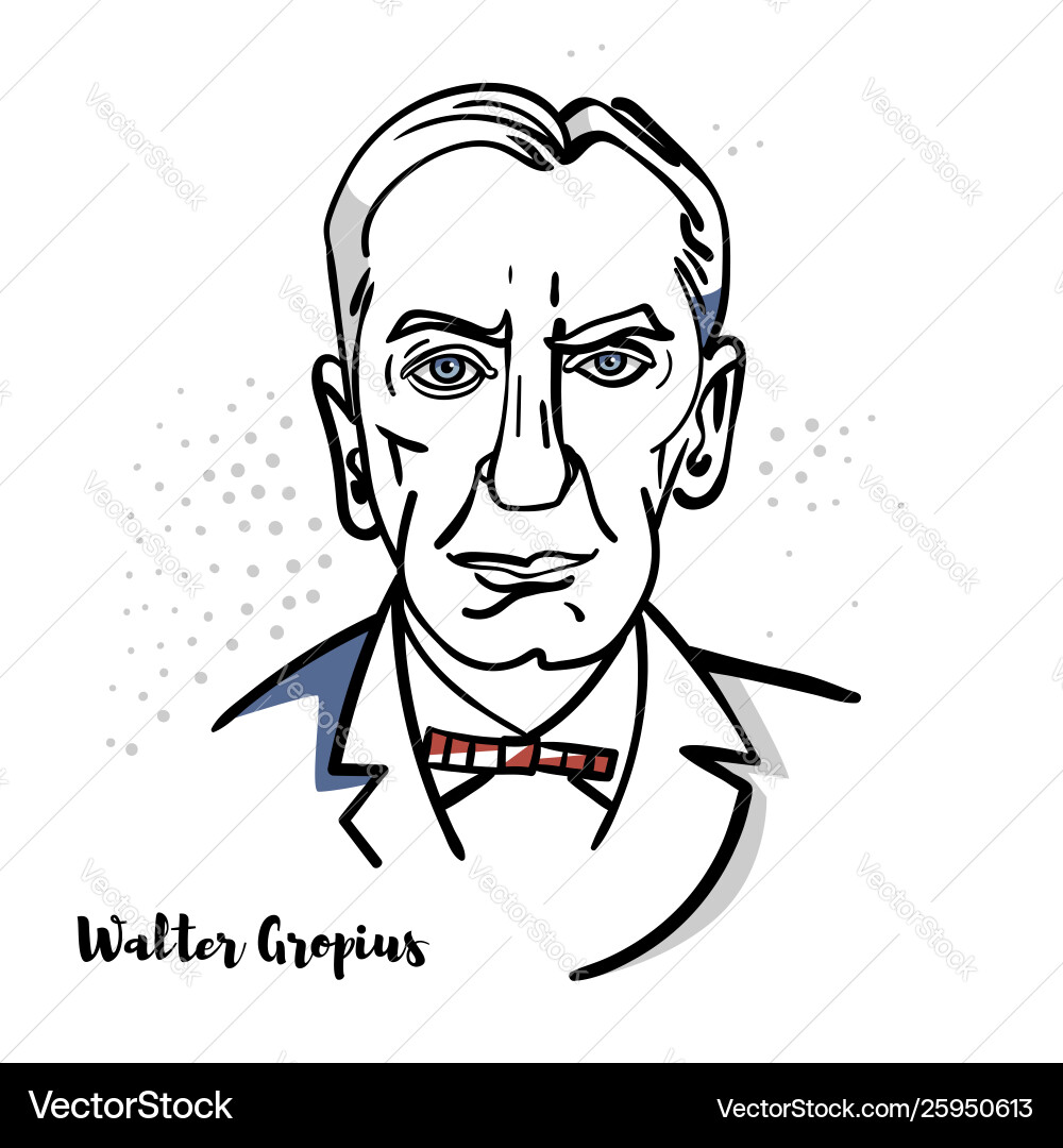 Walter gropius portrait Royalty Free Vector Image