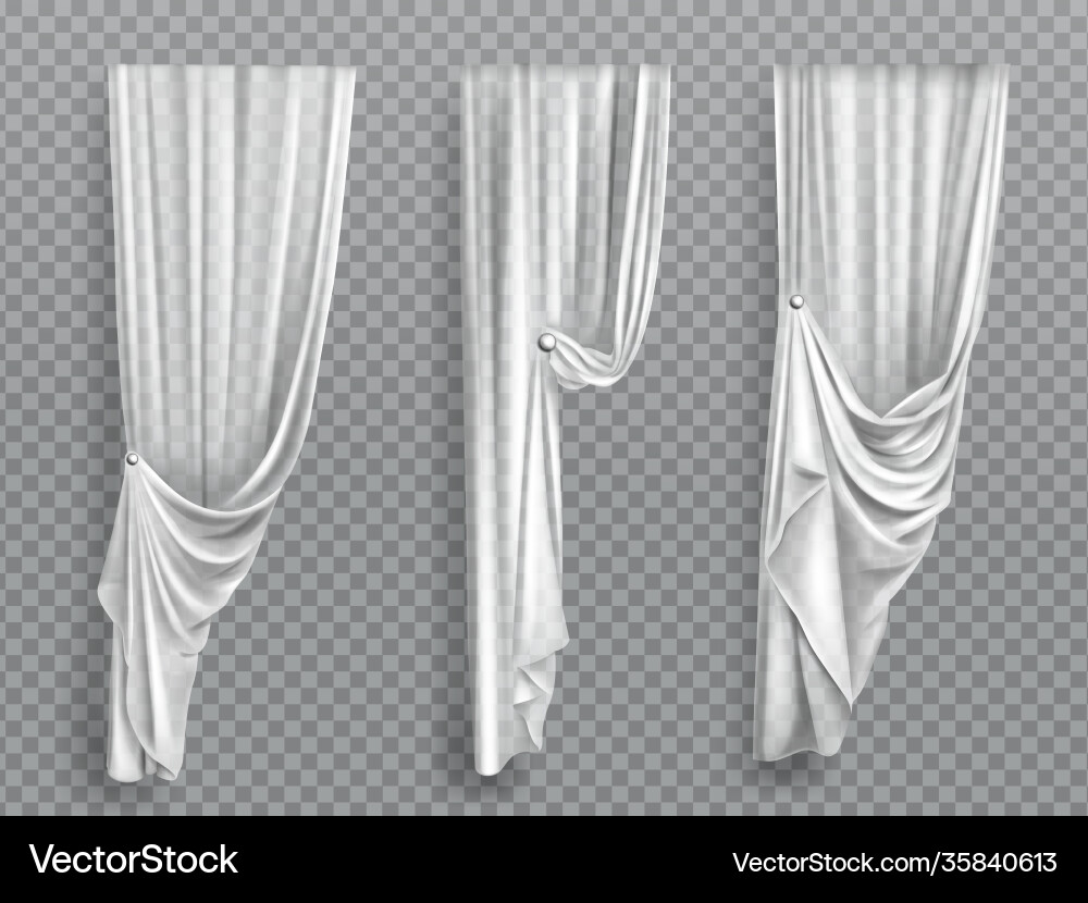 White window curtains on transparent background Vector Image