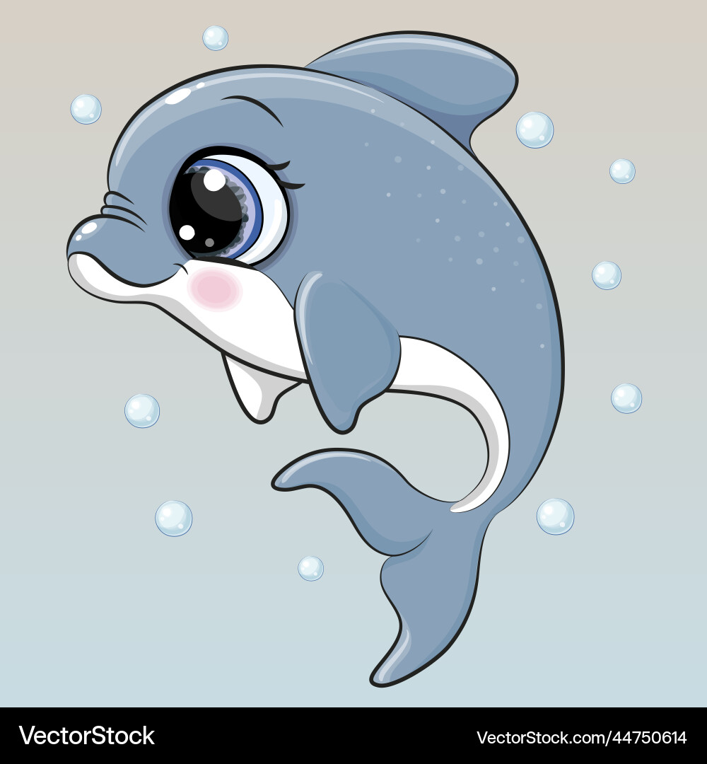 Cartoon dolphin on a blue background Royalty Free Vector