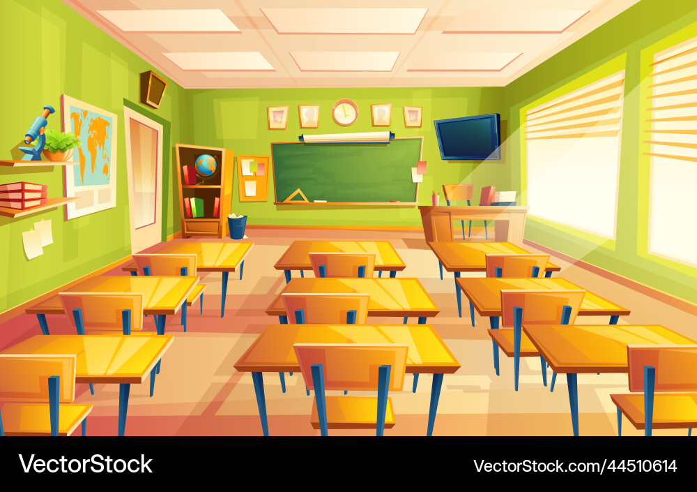 Cartoon empty school college classroom Royalty Free Vector