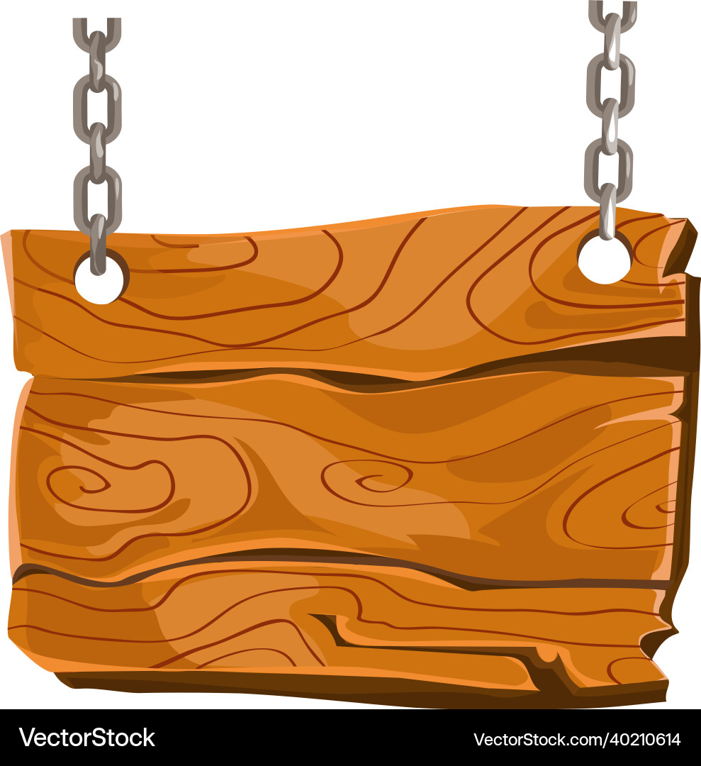 Chained board hanging wood plank Royalty Free Vector Image