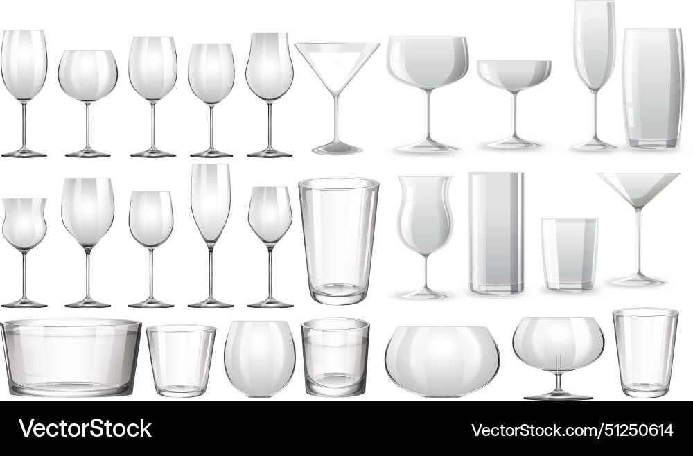 Diverse types of glassware Royalty Free Vector Image