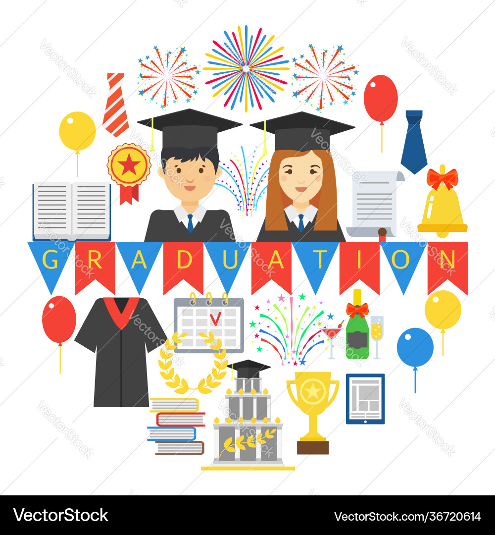 Abschlussfeier Party Emblem isoliert Lizenzfreier Vektor