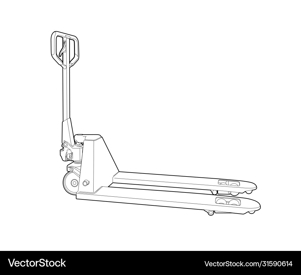 Pallet truck - linear technical drawing manual Vector Image