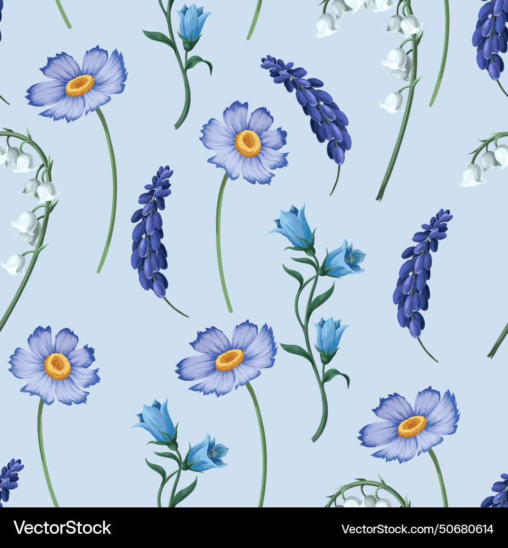 Seamless pattern with lilies of the valley Vector Image