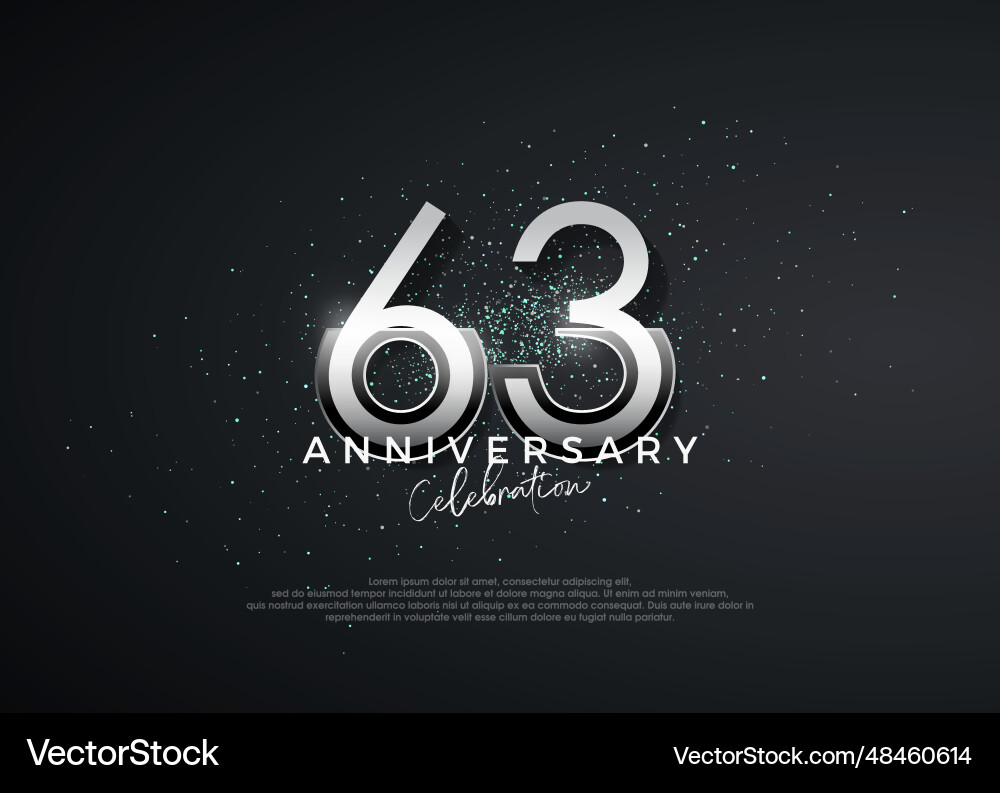 Simple and elegant numbers 63rd anniversary Vector Image