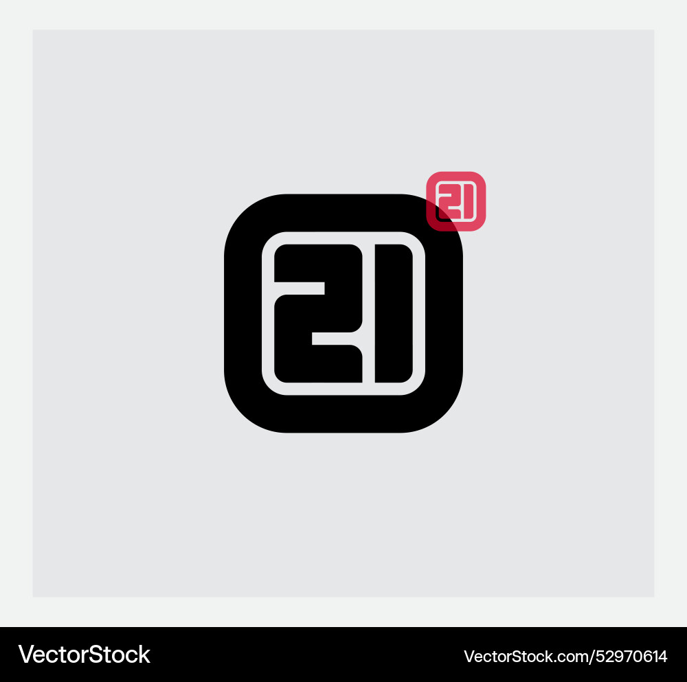 Sleek logo merges number 21 with letter o Vector Image