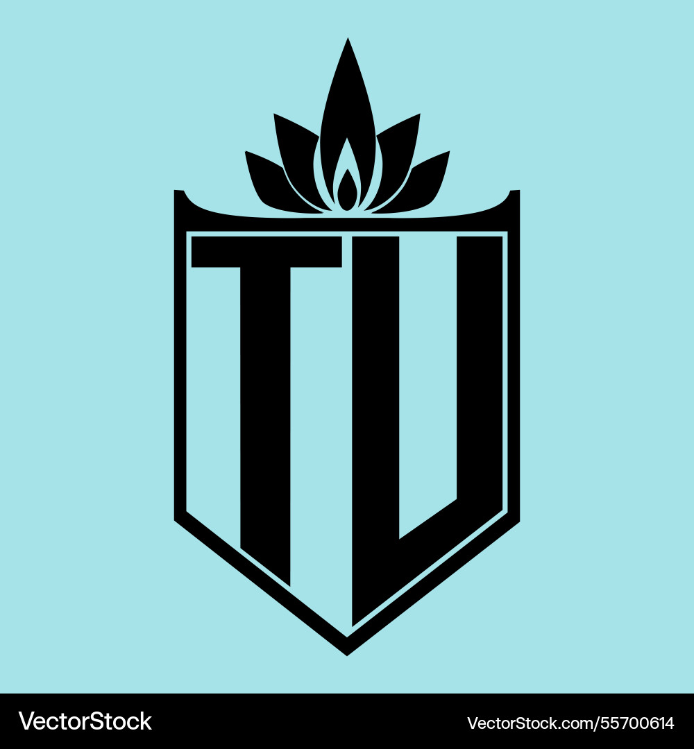 Tu logo with elegant crown symbol and shield Vector Image