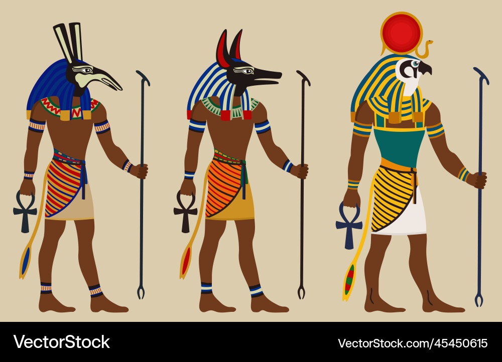 Ancient egypt egyptian gods set anubis ra Vector Image