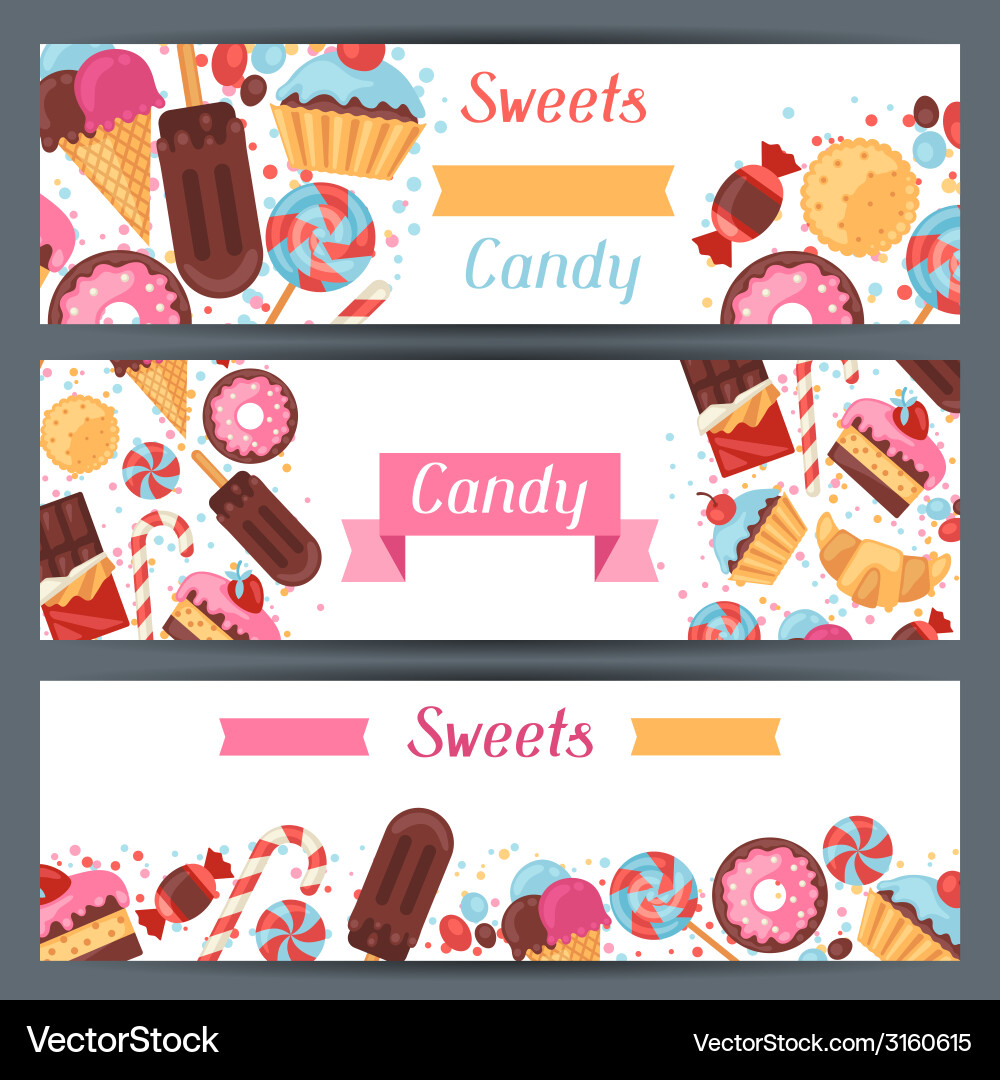 Colorful Candy & Sweets Banners Royalty Free Vector