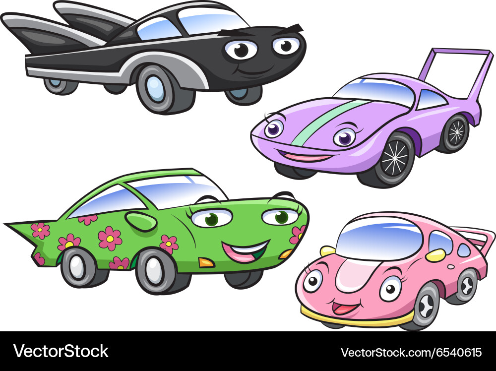 Cute cartoon car characters Royalty Free Vector Image