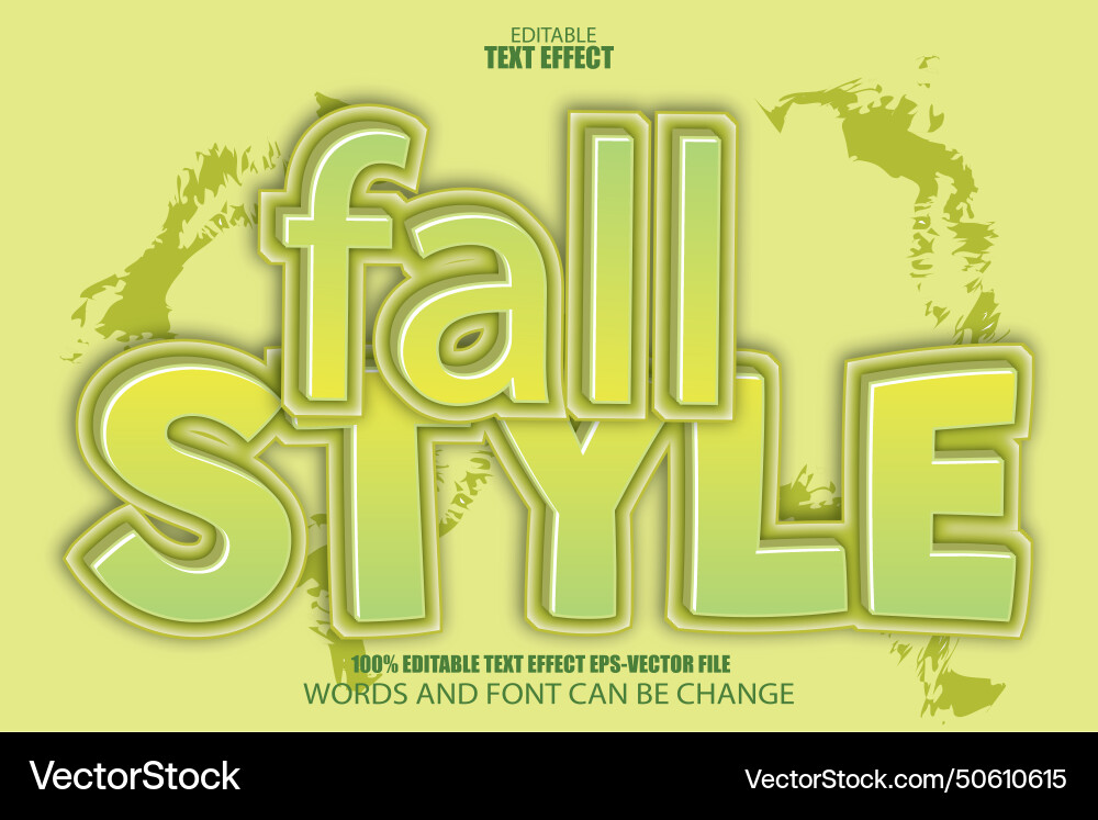 Fall style editable text effect cartoon Royalty Free Vector