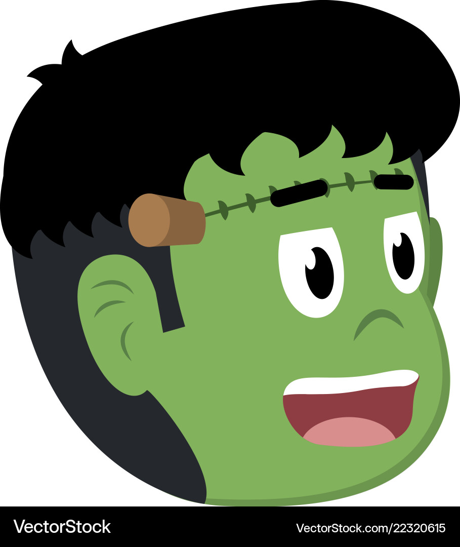 Frankenstein boy face Royalty Free Vector Image