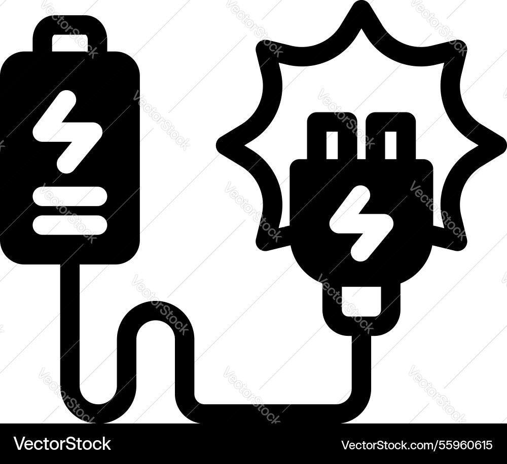 Icon semi solid sun energy charging battery Vector Image
