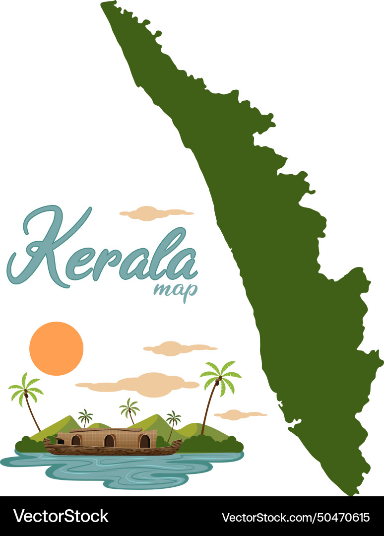Kerala map isolated Royalty Free Vector Image - VectorStock