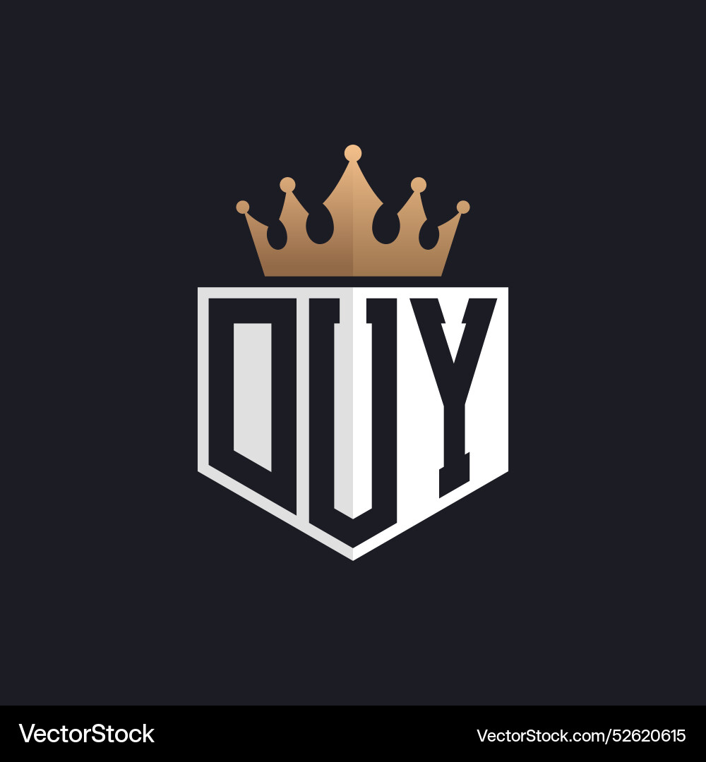 Luxury duy logo with crown elegant initials Vector Image