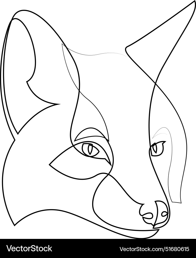 One line fox design silhouette head drawn Vector Image