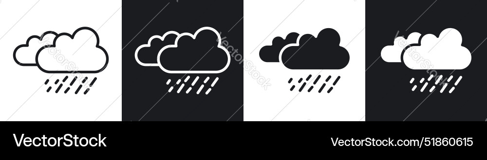 Rain liner and solid icon set in black color Vector Image