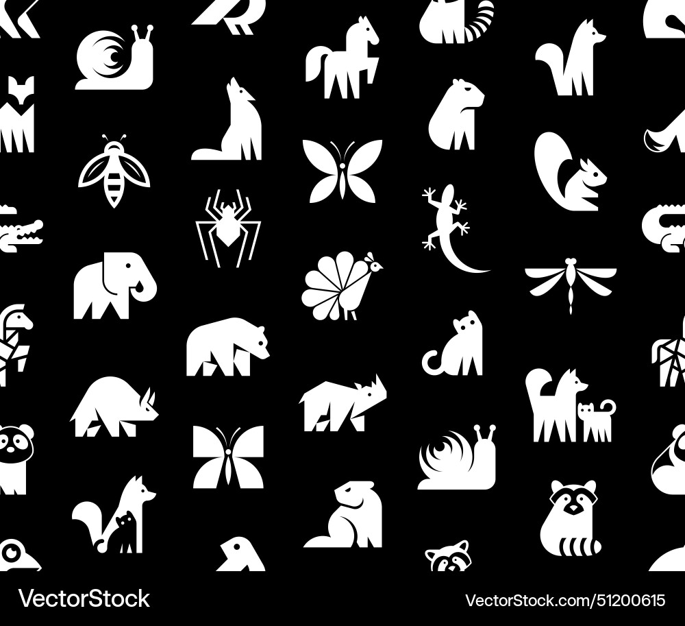Seamless pattern with animals logos Royalty Free Vector