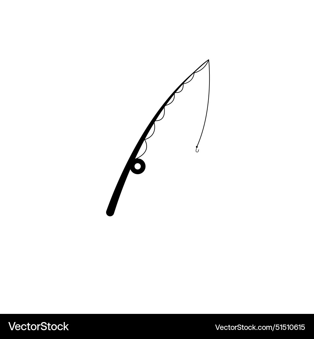 Telescopic fishing rod pole solid flat icon Vector Image