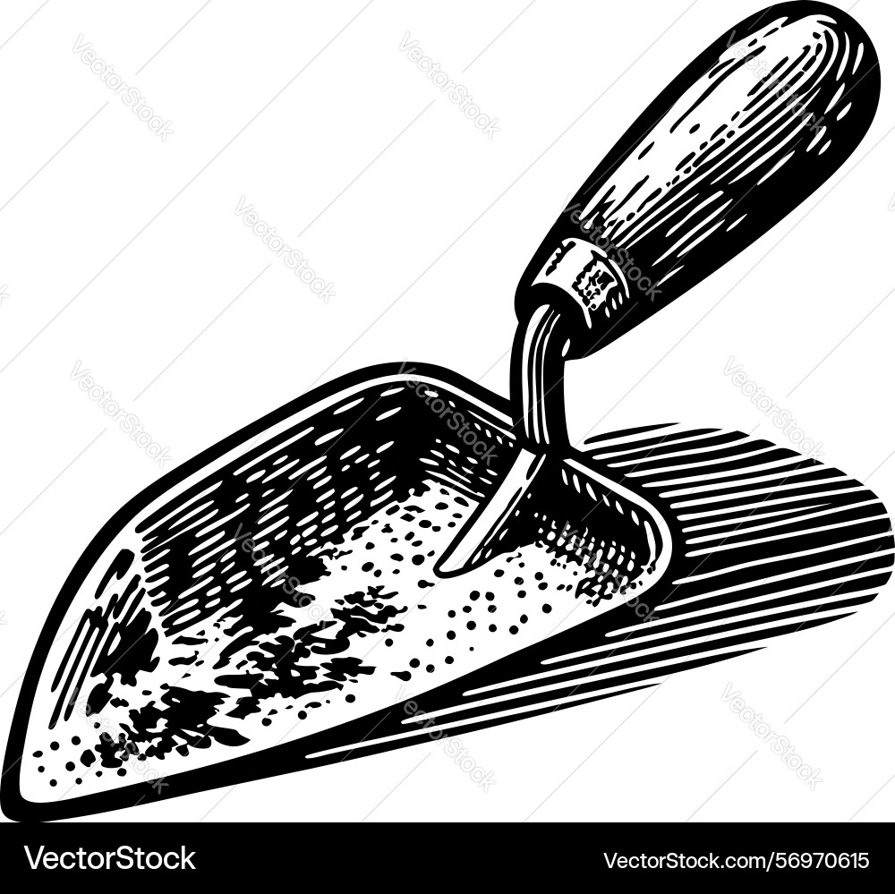 Vintage garden trowel hand drawn digging tool Vector Image