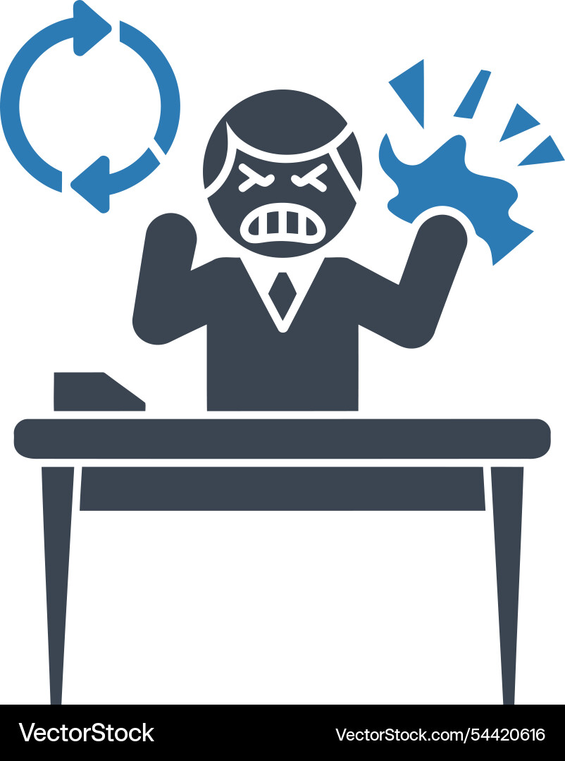 Angry desk worker icon Royalty Free Vector Image