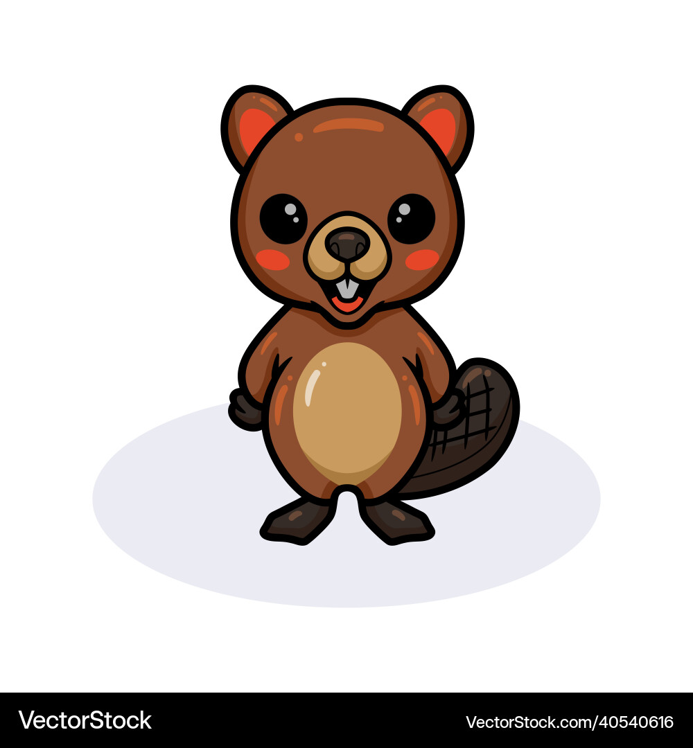 Cute little beaver cartoon standing Royalty Free Vector