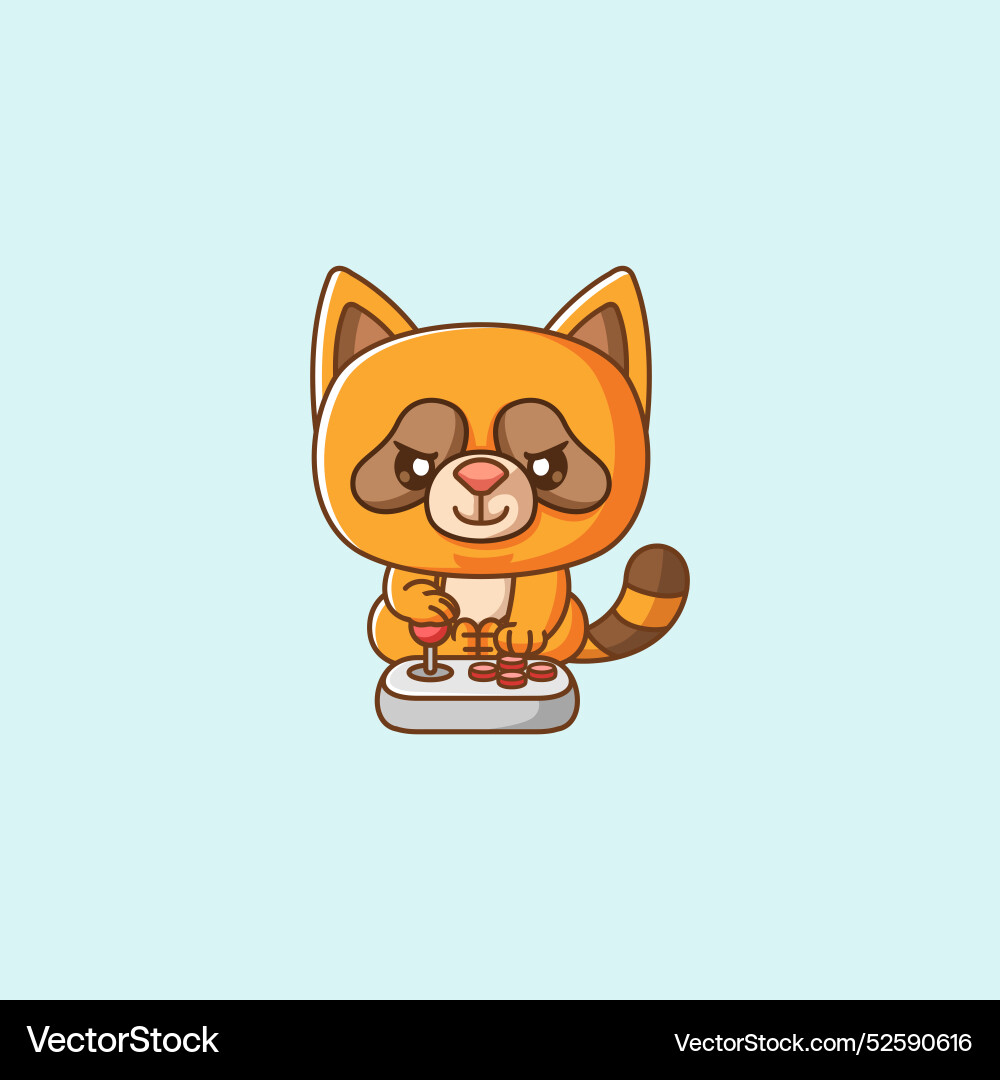 Cute raccoon gamer playing game with joystick Vector Image