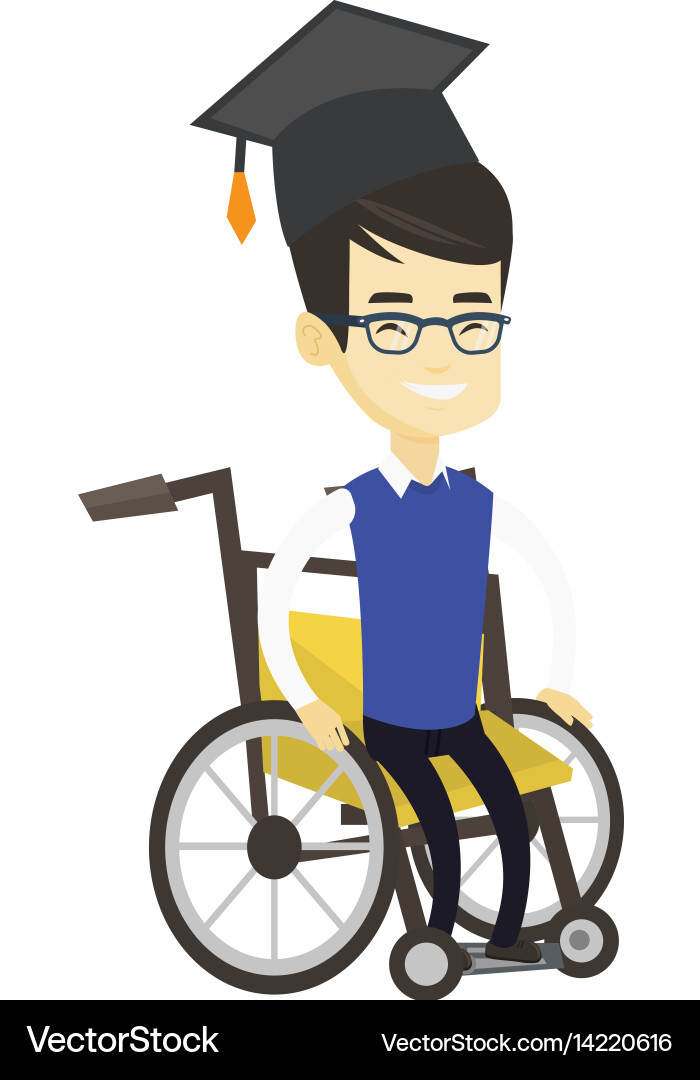 Disabled Graduate in Wheelchair Royalty Free Vector Image