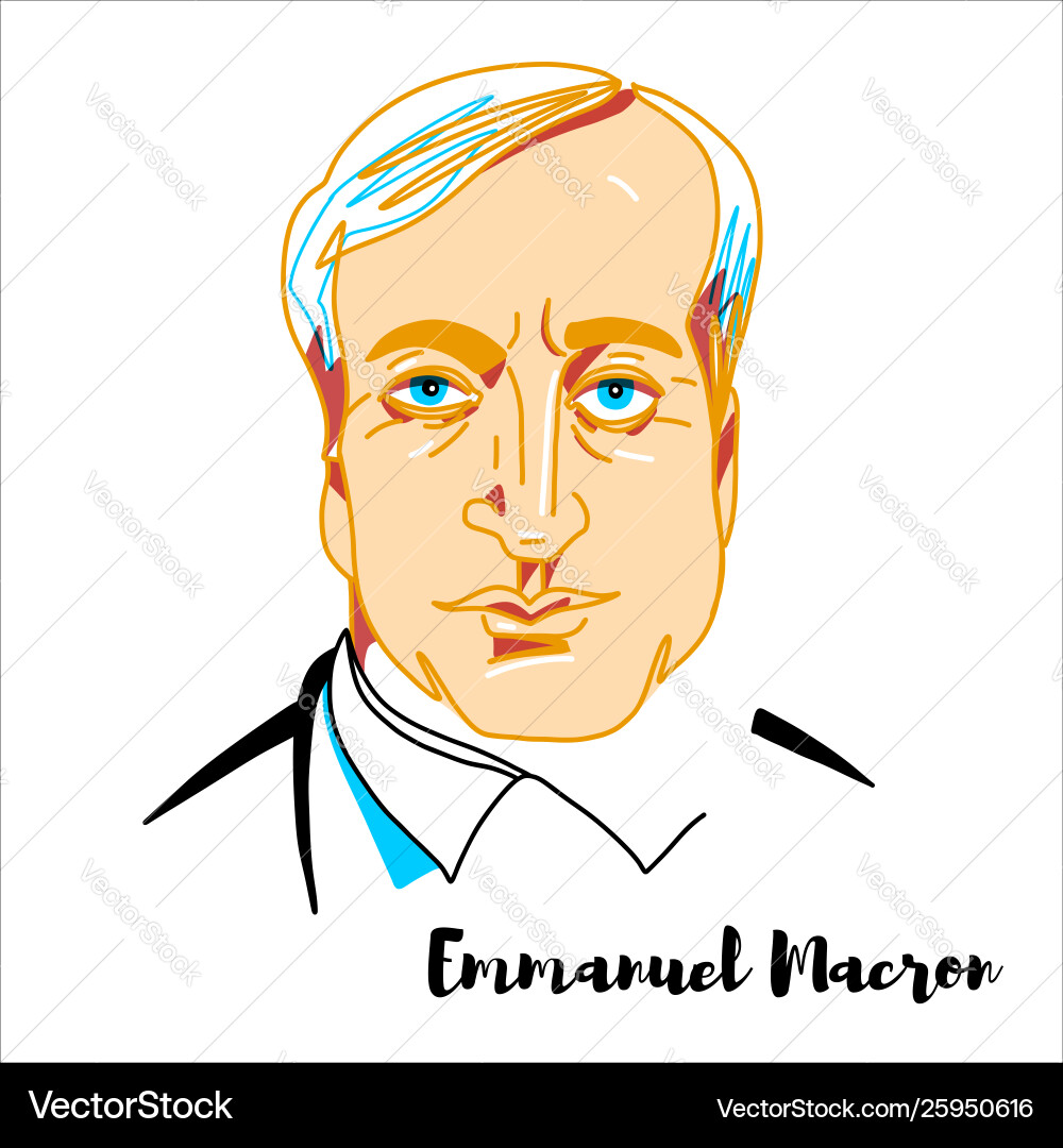 Emmanuel Makron Portrait Lizenzfreies Vektorbild