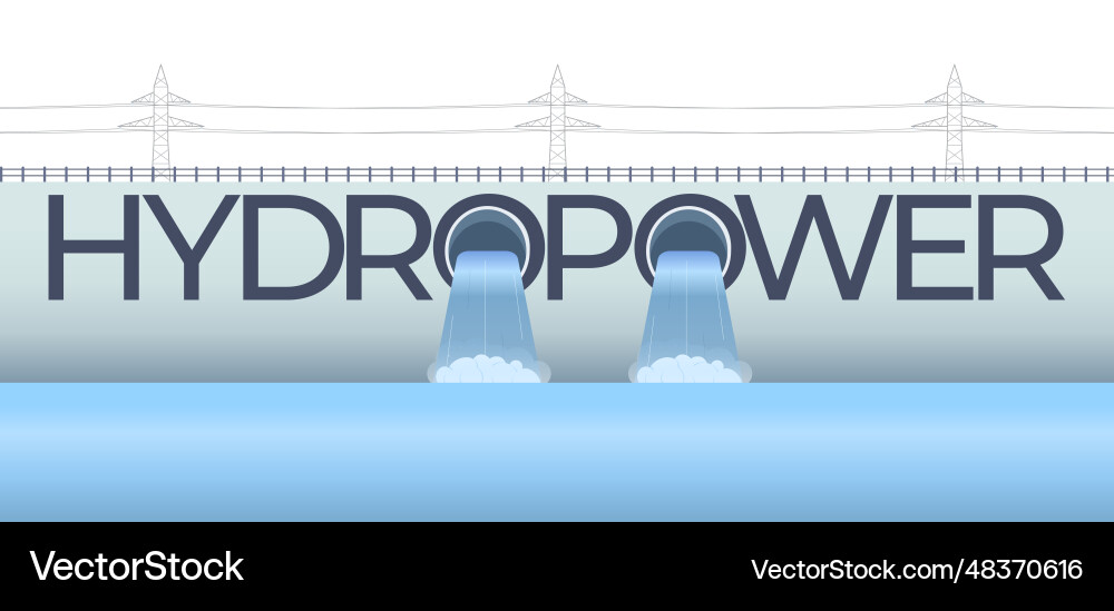 Hydro station text banner Royalty Free Vector Image