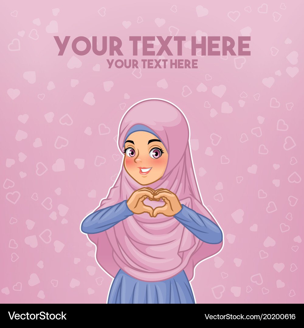 Muslim woman making heart shape with her hands Vector Image