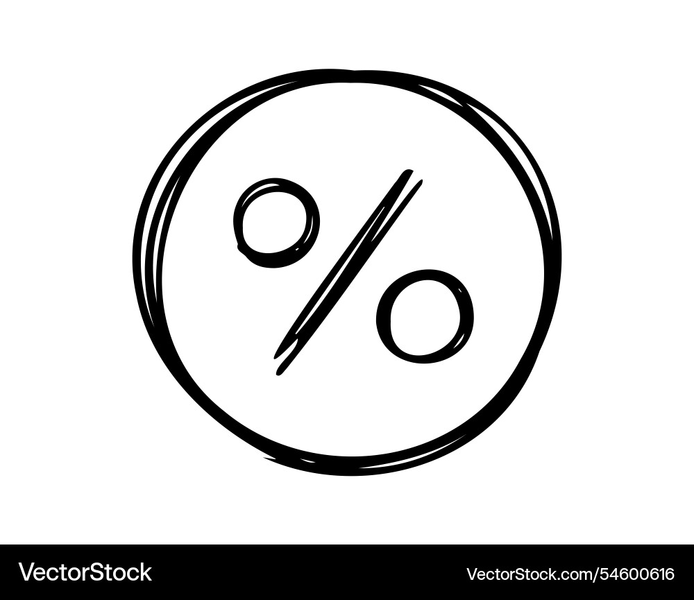Percentage hand drawn doodle symbol drawing line Vector Image