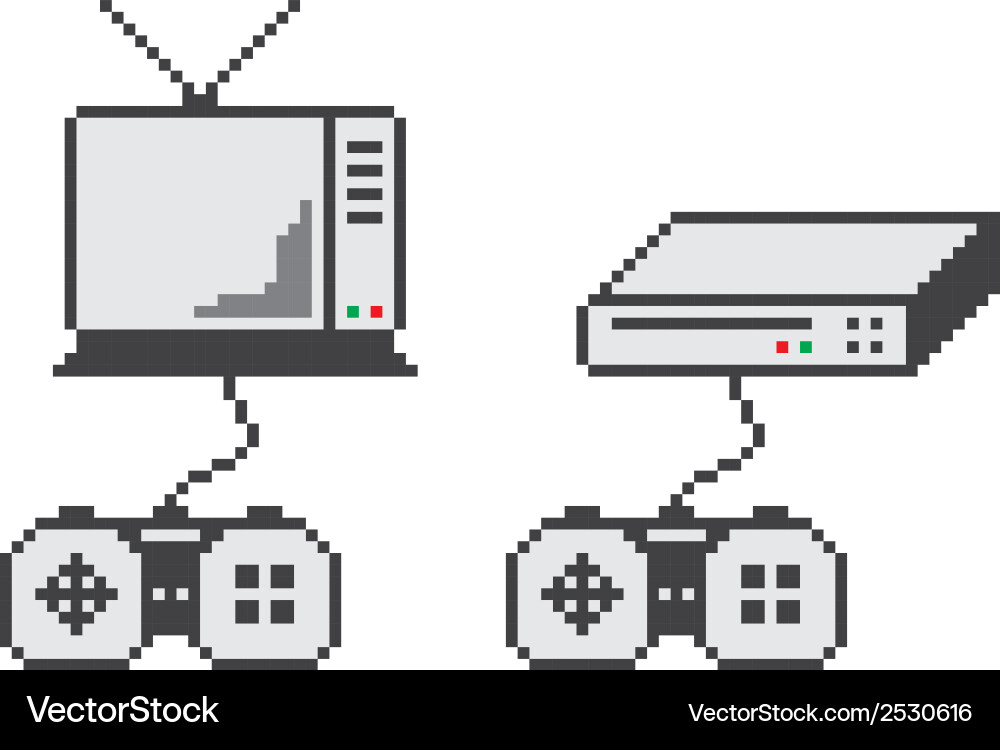 Pixelated technology icons Royalty Free Vector Image