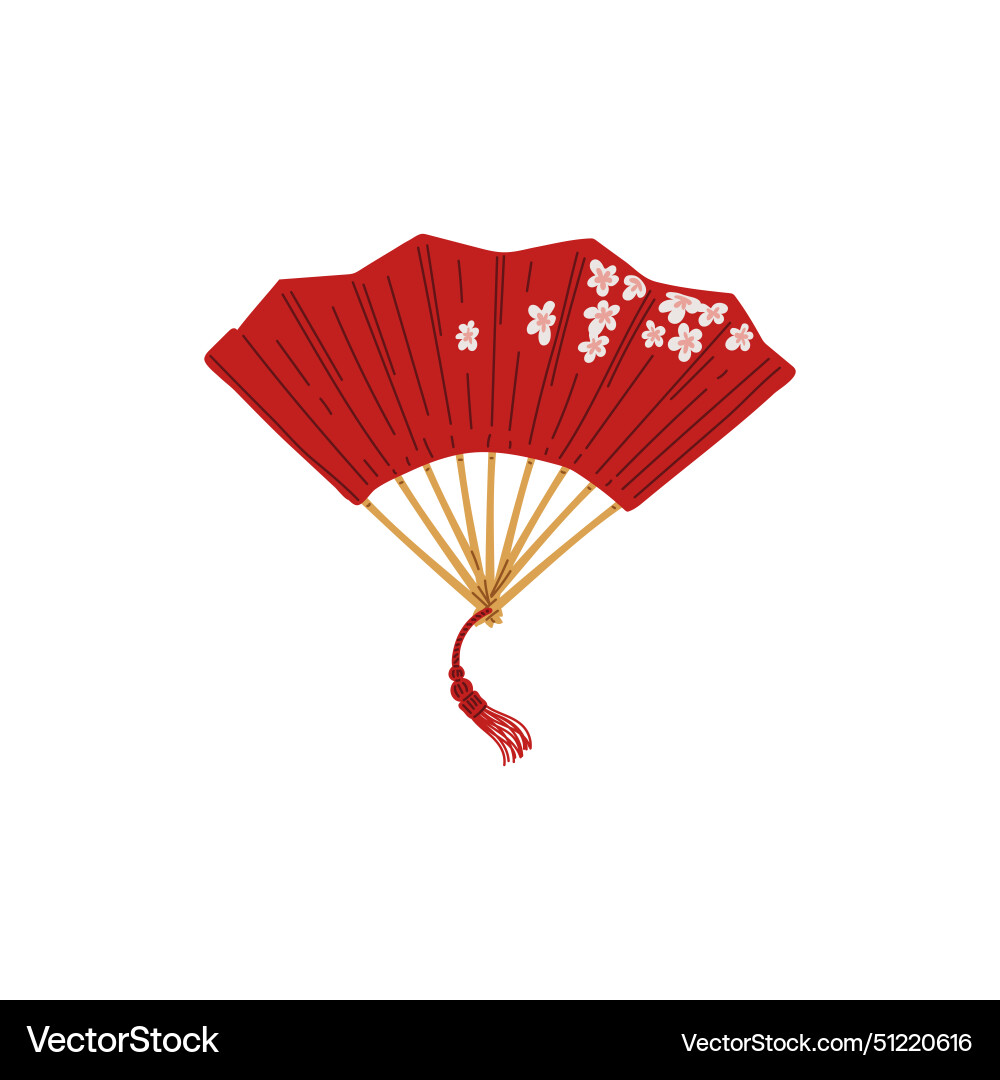 Red floral kabuki fan Royalty Free Vector Image
