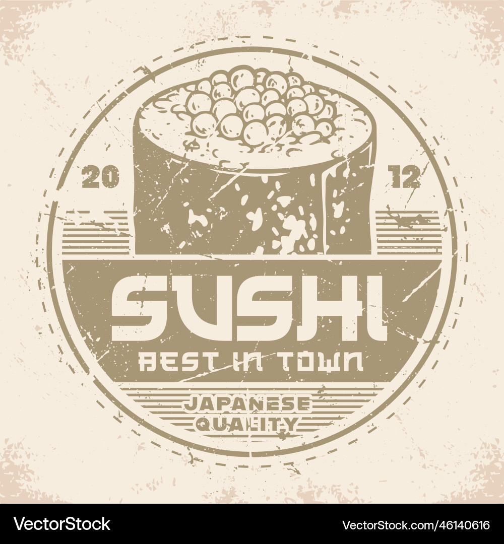 Sushi menu emblem vintage monochrome Royalty Free Vector
