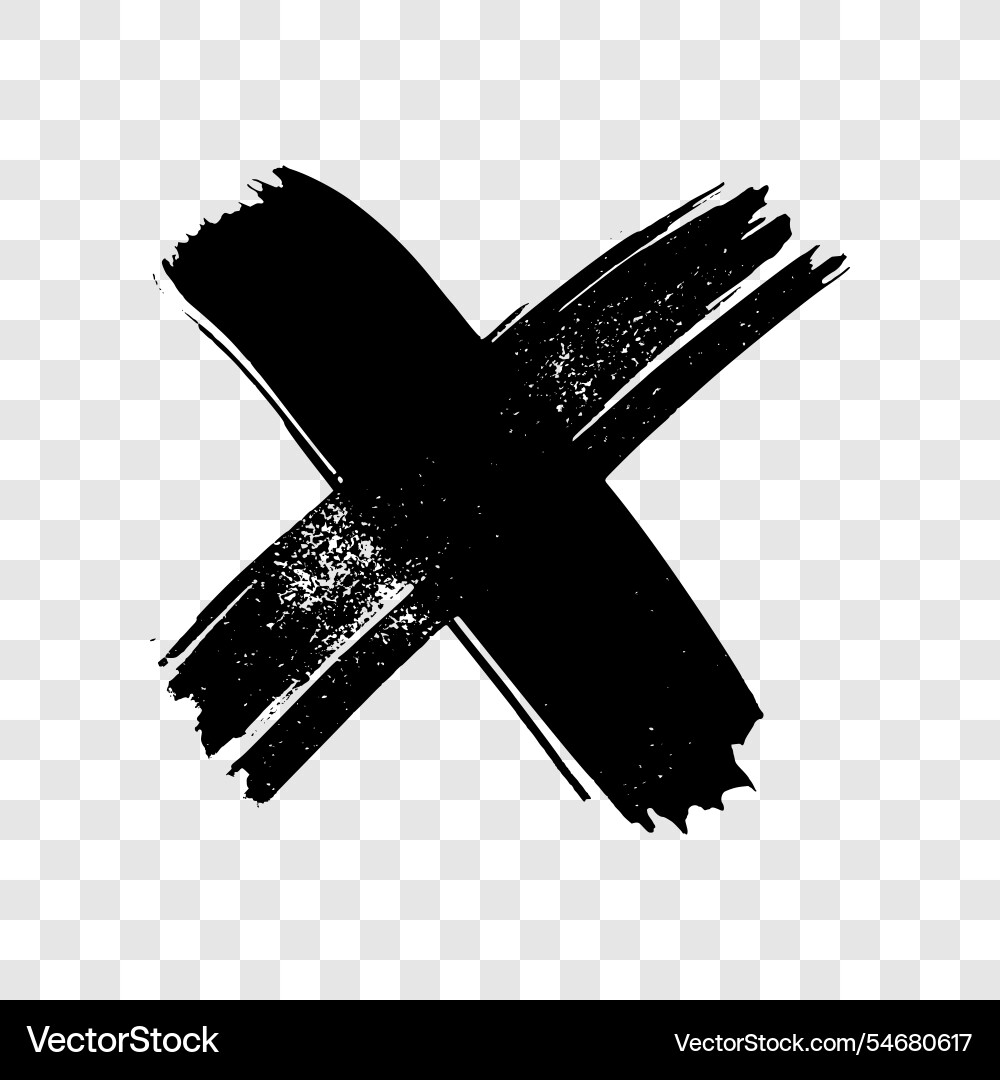 Black brush cross symbol Royalty Free Vector Image