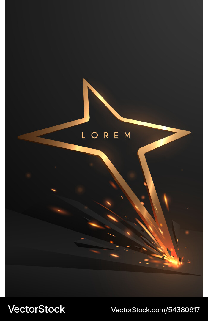 Golden star shape strike with sparks effect Vector Image