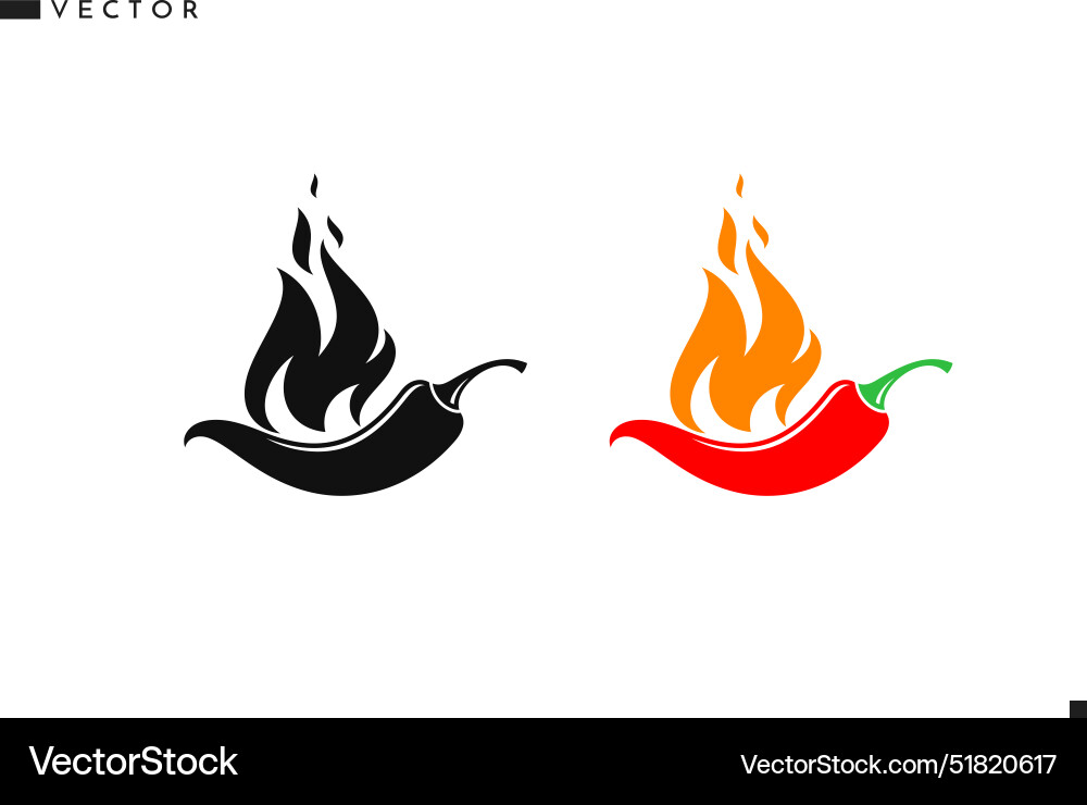 Hot chili pepper with fire Royalty Free Vector Image